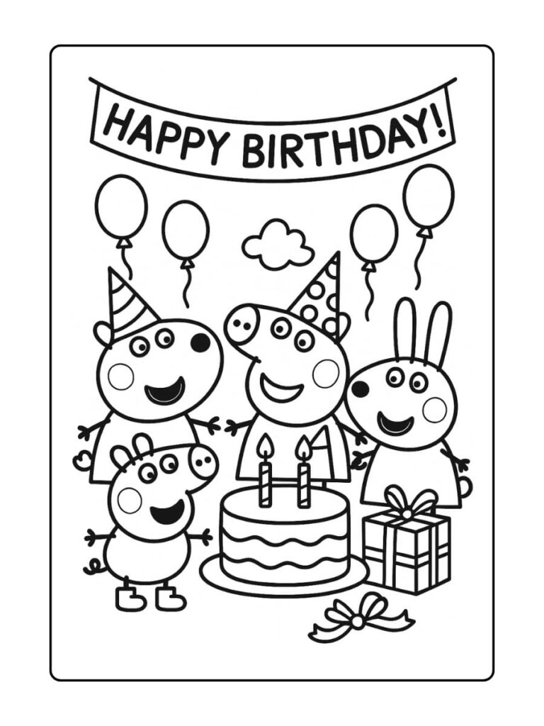 Gratis Peppa Pig Kleurplaat Verjaardag Printen - Kleurplaat.center