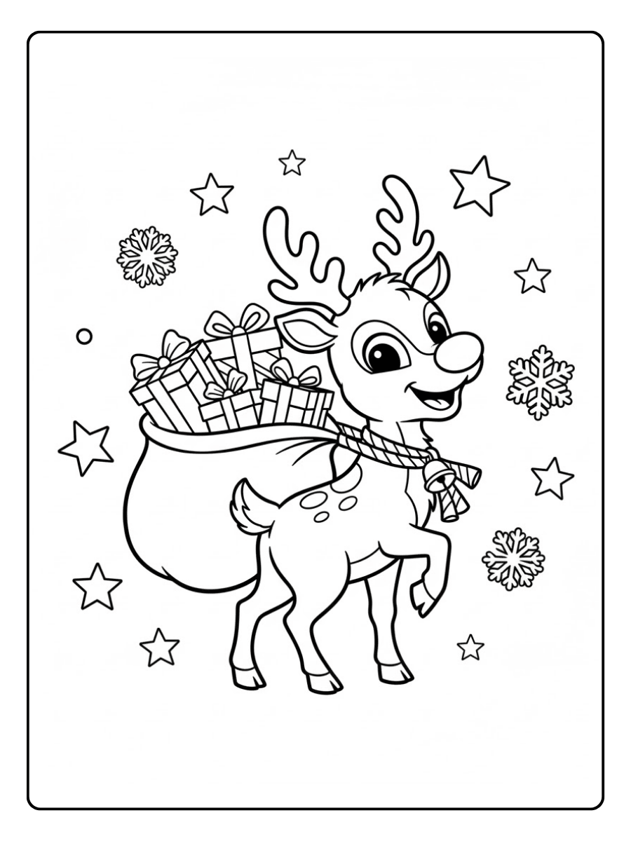 Gratis Kleurplaat Rendier Rudolf Printen - Kleurplaat.center