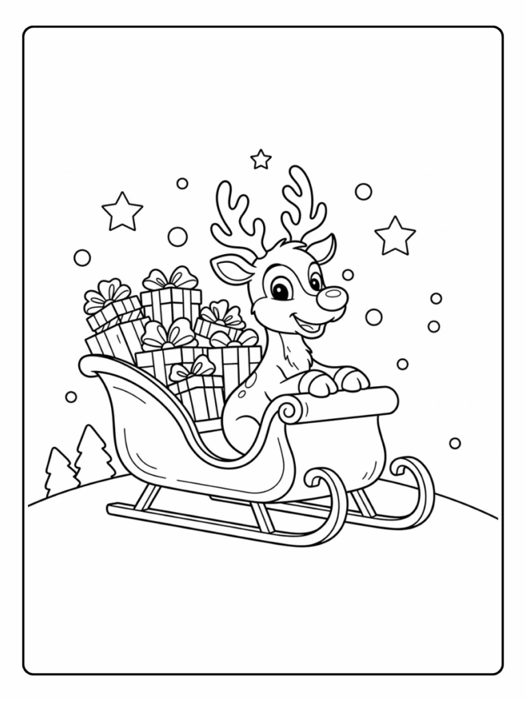 Gratis Kleurplaat Rendier Rudolf Printen - Kleurplaat.center