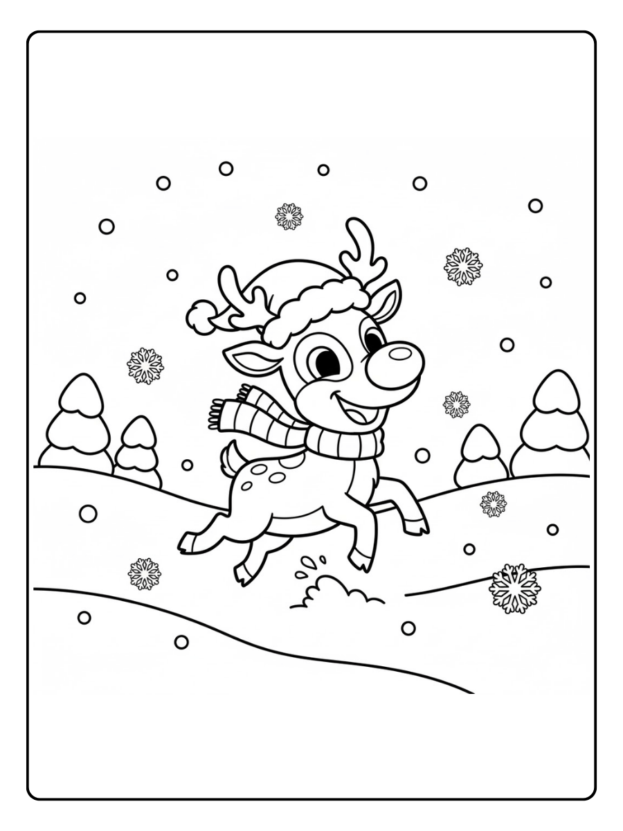 Gratis Kleurplaat Rendier Rudolf Printen - Kleurplaat.center