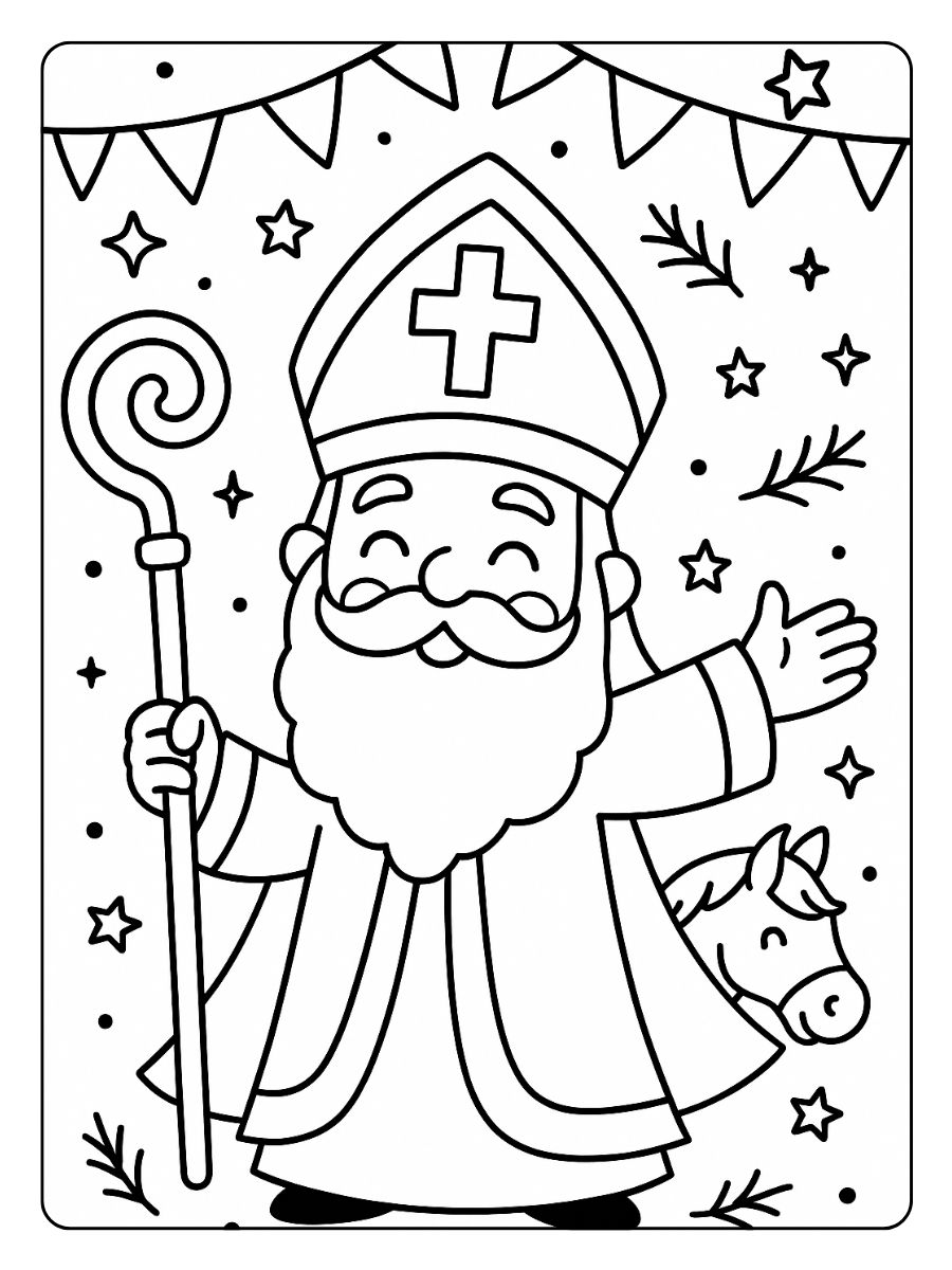 Gratis Staf Van Sinterklaas Kleurplaat Om Te Printen - Kleurplaat.center