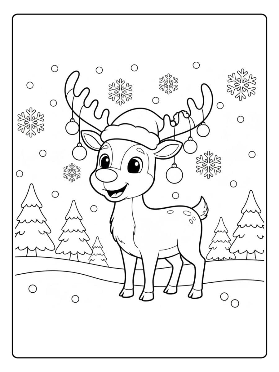 Gratis Kleurplaat Rendier Rudolf Printen - Kleurplaat.center
